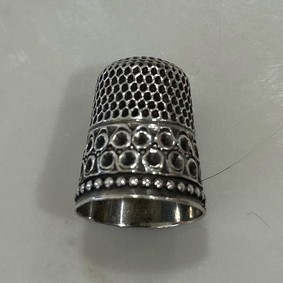 Other | Antique Unger Brothers Silver Thimble Case Gold Thimblesterling ...